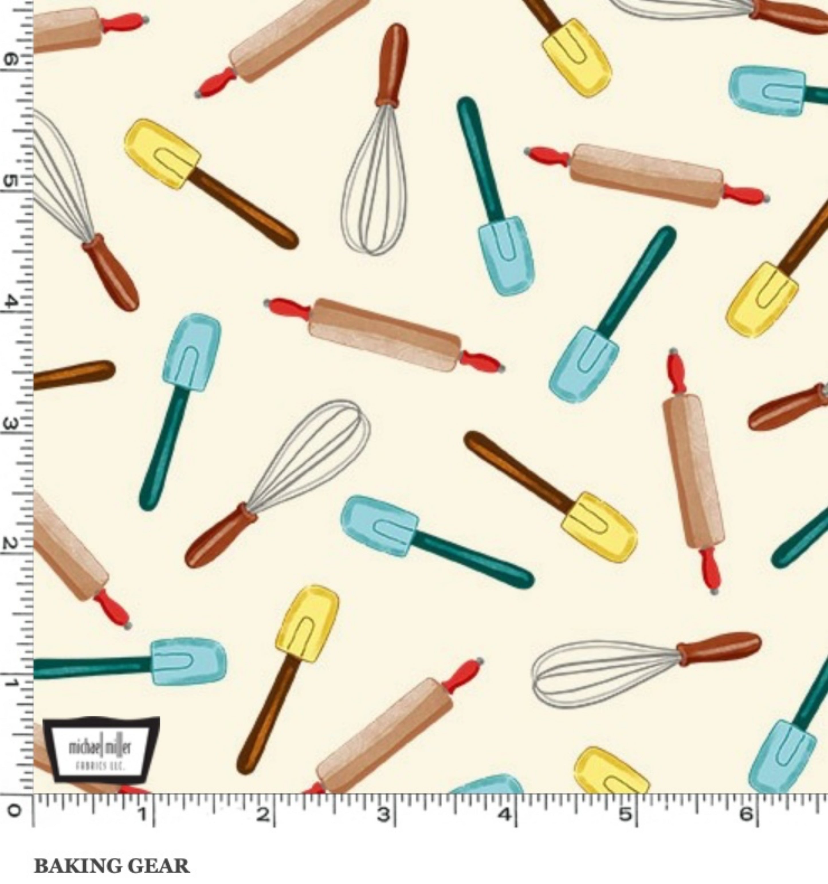 Baking Gear Fabric - Sweet Indulgence Collection - Michael Miller ...