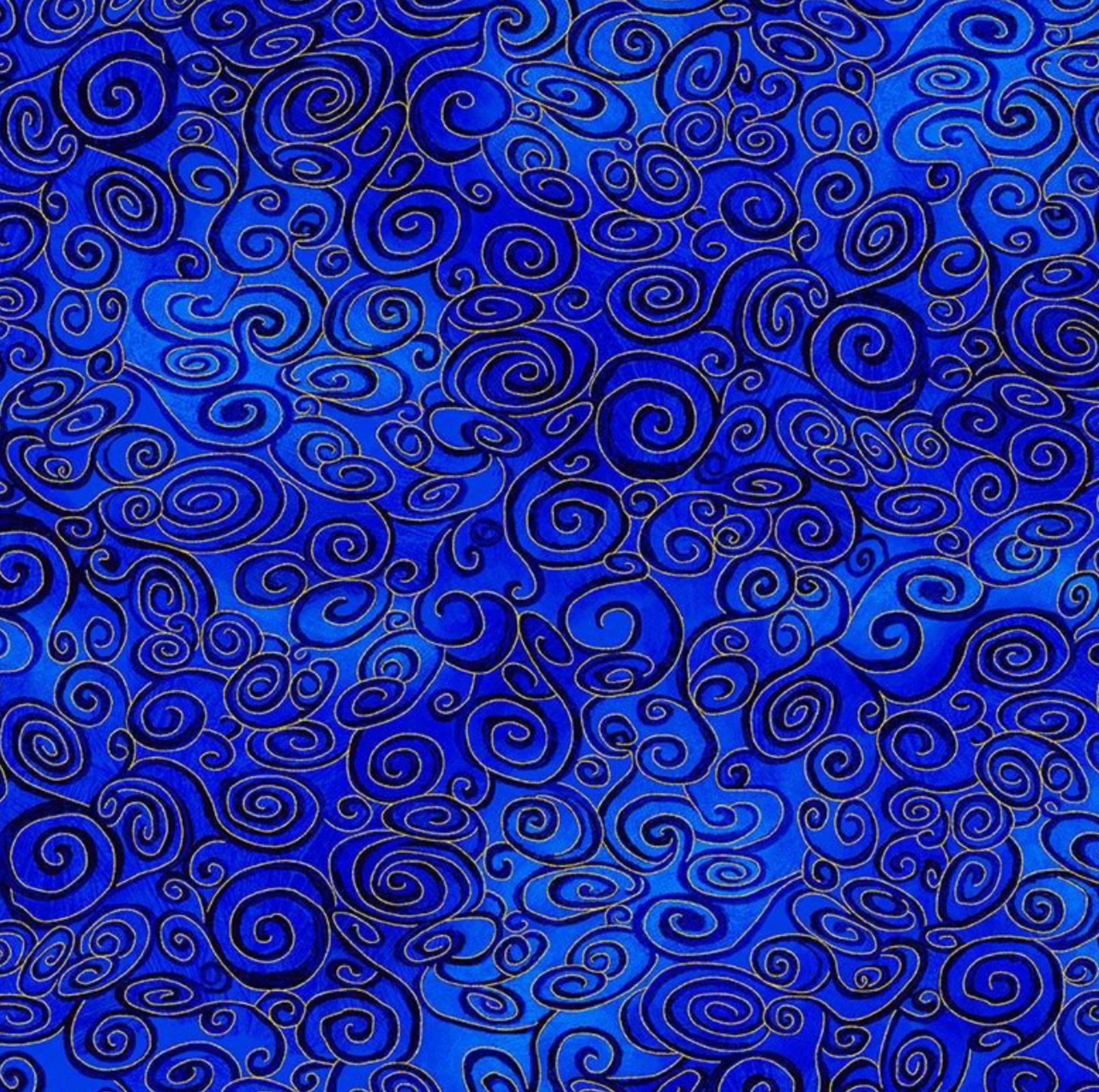 Swirly Scrolls Metallic Blender - Blue - Wings of Gold Collection Chon ...